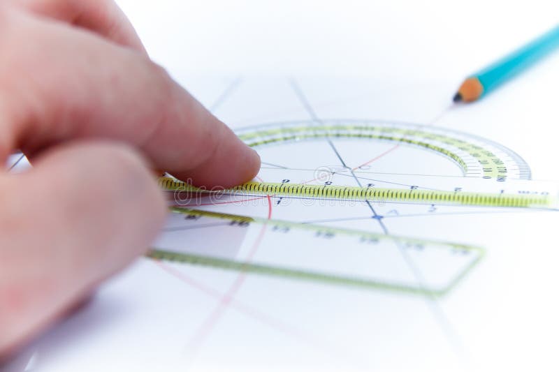 Professional Architect Working at His Desk, Measuring and Estimating ...