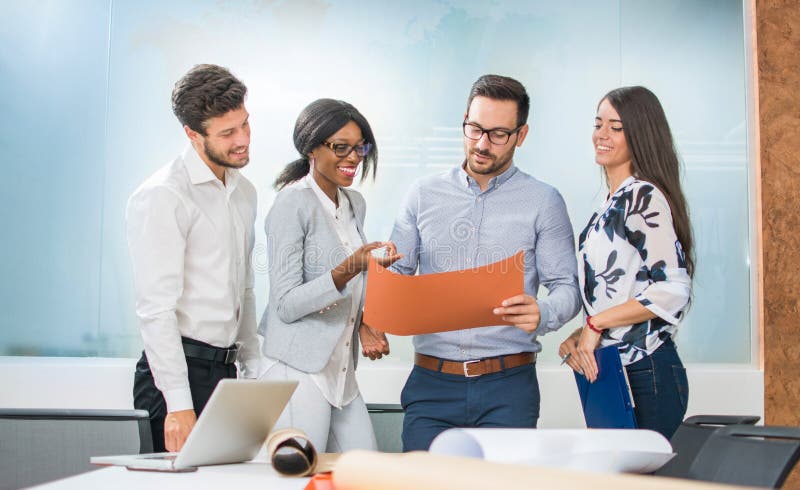 Professional Architects Discussing the Project in Office. Stock Image ...