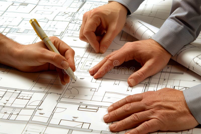 Professional Architects Meticulously Analyzing Blueprints with ...