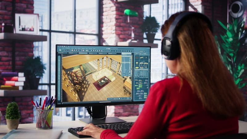 Professional Architectural Designer Configures a Floor Plan on Dual ...