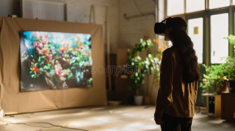 Professional Artist Looking and Impressing Digital Art at Art Studio ...