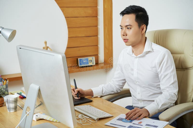 Web Designer Busy with Work Stock Image - Image of result, professional ...