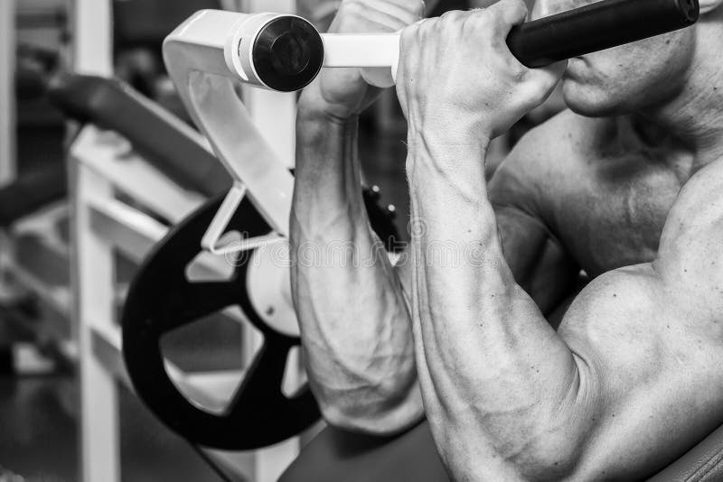 Professional Athlete Performs Exercises in the Gym Stock Image - Image ...