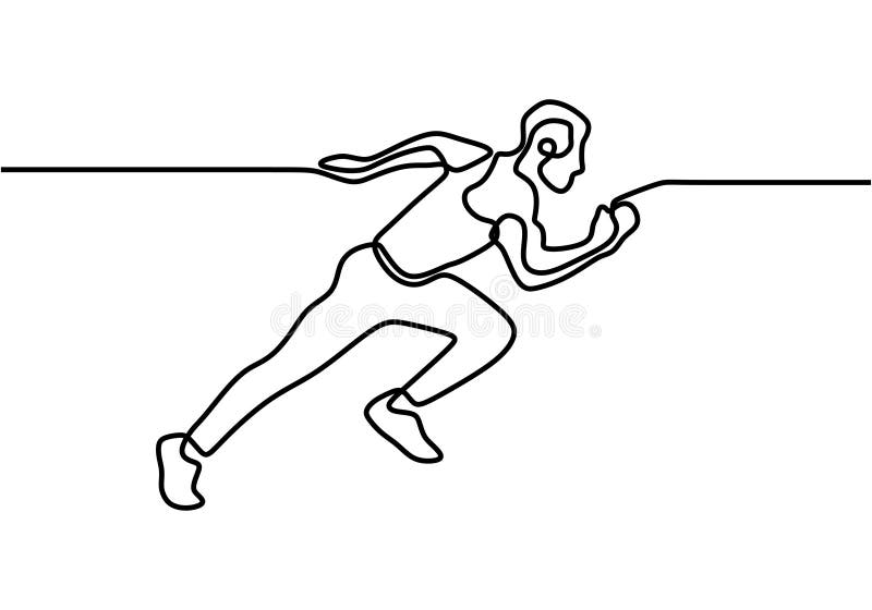 Professional Athlete Runner. One Continuous Single Line Drawing Stock ...