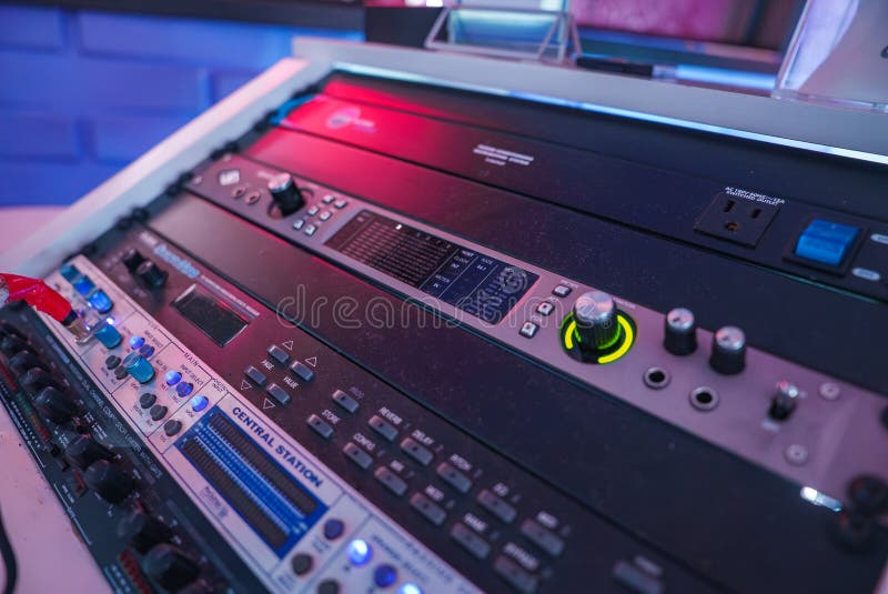 Professional Audio Control Panel with Central Station Label Stock Image ...