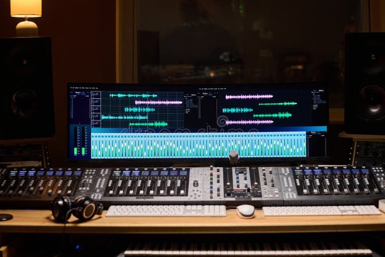 Professional Audio Engineer Mixing Tracks in Modern Recording Studio ...
