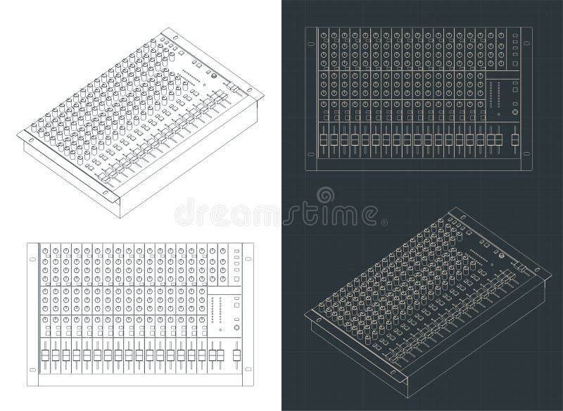 Professional Audio Mixer Blueprints Stock Vector - Illustration of ...