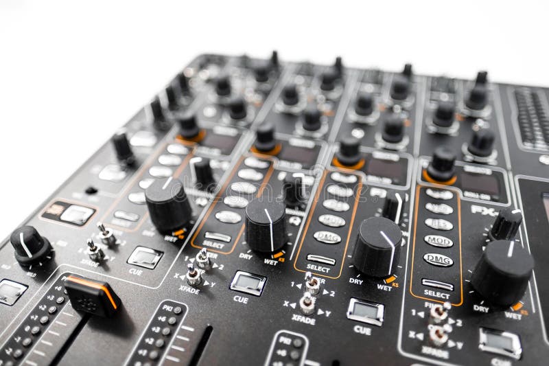 Professional Audio Mixer Console with Multiple Dials and Switches in ...