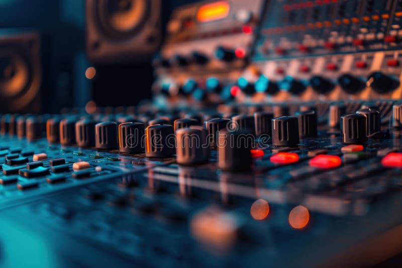 Professional Audio Mixer Faders and Knobs in Recording Studio Stock ...