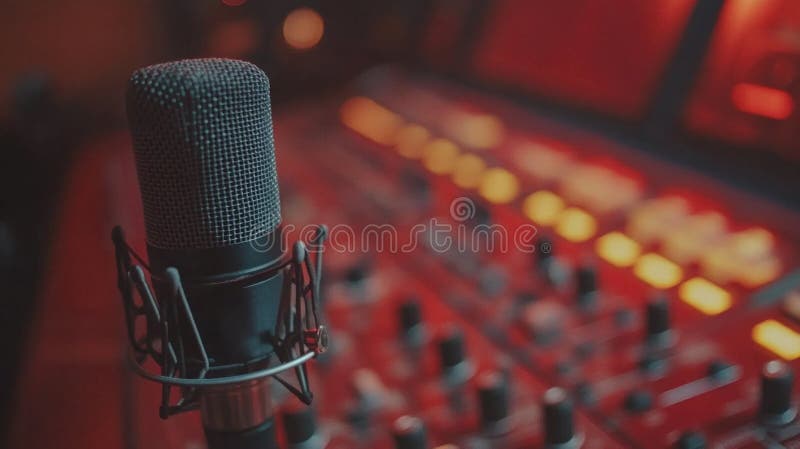 Professional Audio Mixer and Microphone in Recording Studio Stock Image ...