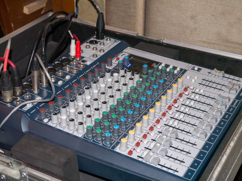 Professional Audio Mixing Console with Faders and Adjusting Knob Stock ...