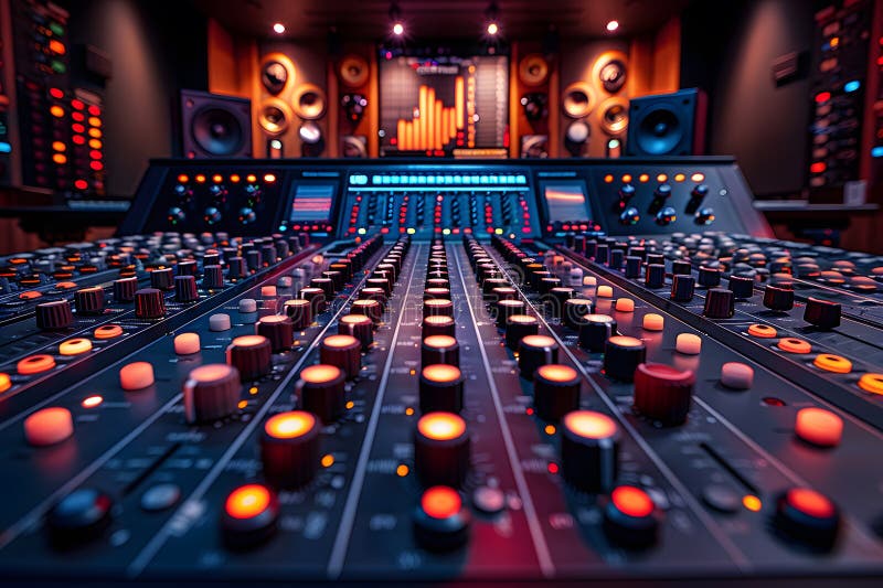 Modern Music Studio with Professional Audio Mixing Console and Sound ...