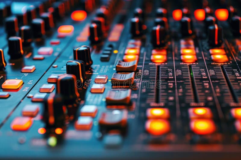 Professional Audio Mixing Console with Illuminated Faders and Knobs ...