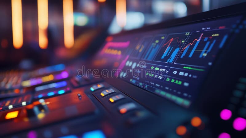 Professional Audio Mixing Console Showing Real Time Charts and Data ...