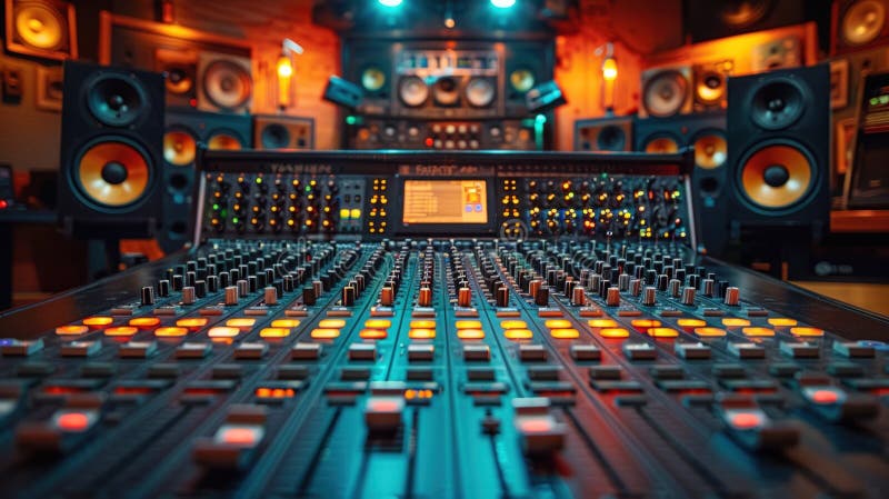 Professional Audio Mixing Console in a Studio Stock Illustration ...