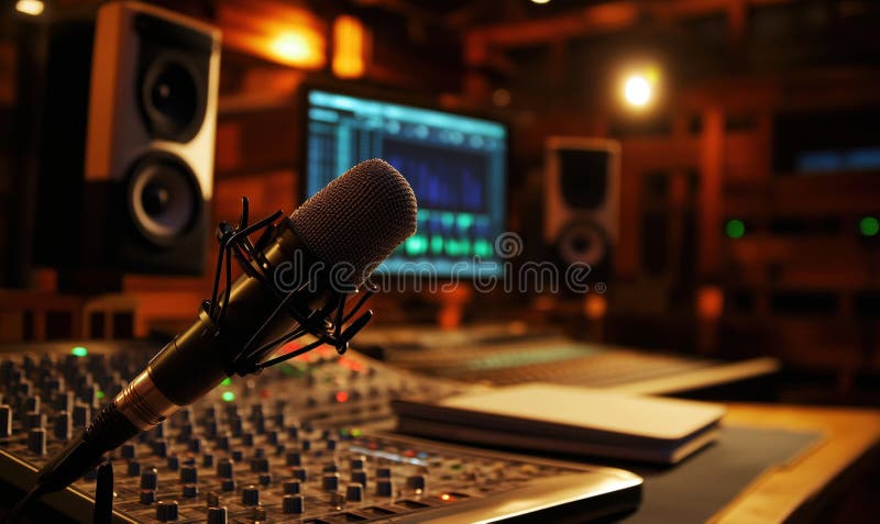 Professional Audio Recording Studio with Microphone, Mixing Console ...