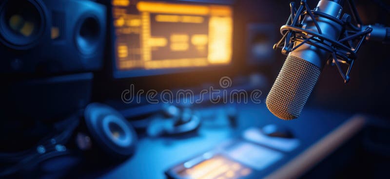 Professional Audio Recording Studio Setup Featuring Microphone, Sound ...