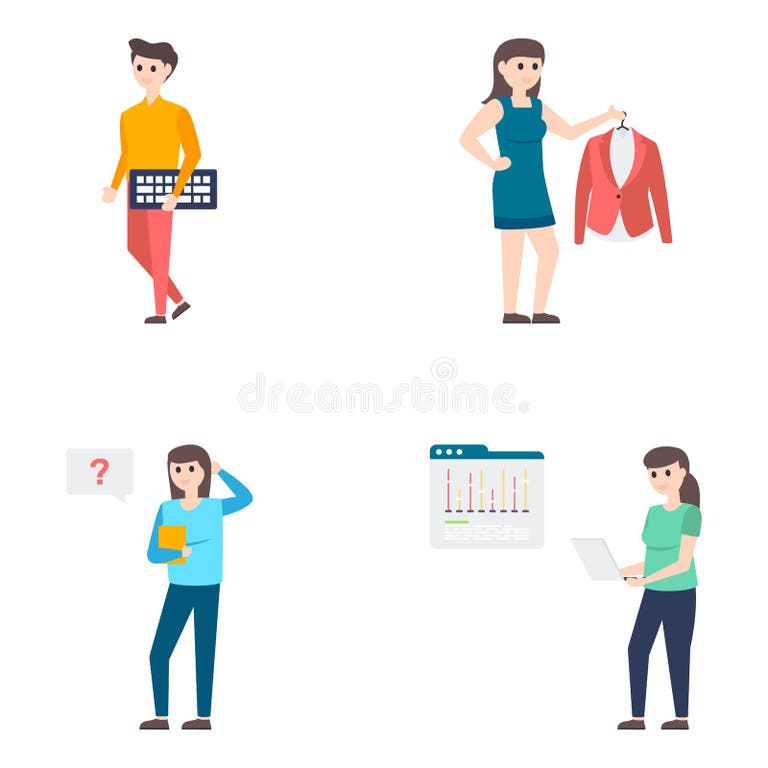 Professional Avatars Flat Vector Character Stock Vector - Illustration ...