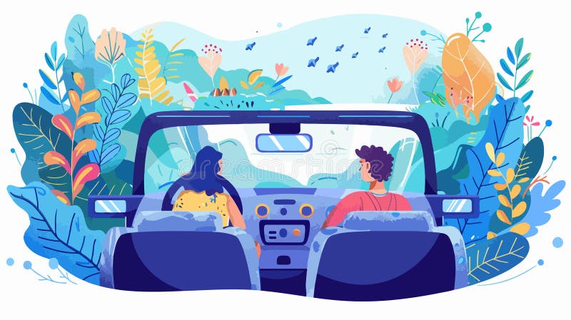 Professional Back View of Driver and Passengers in Car Interior Stock ...