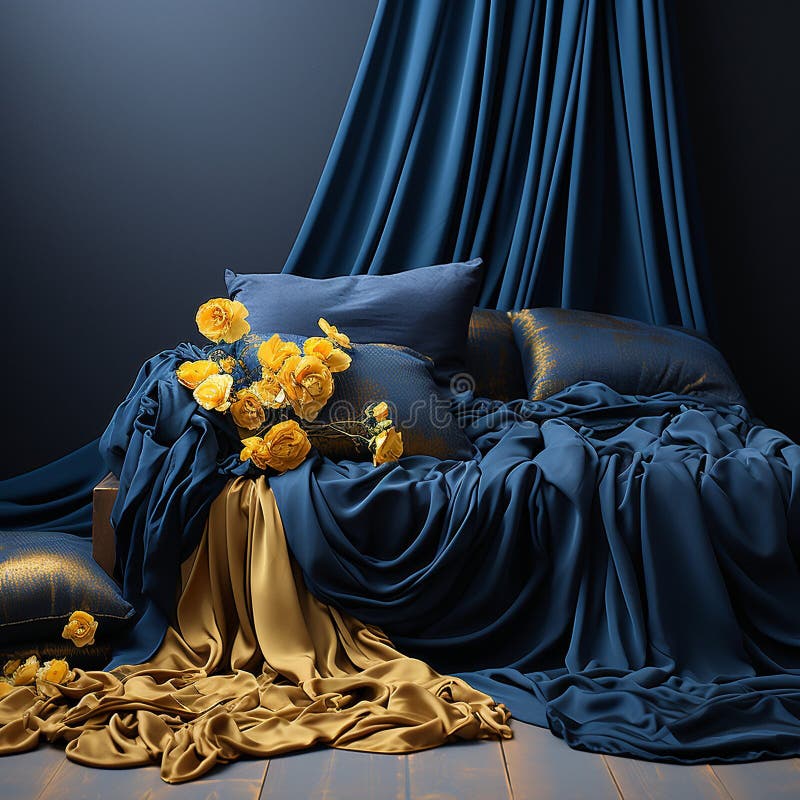 Professional Background with Expensive Blue and Gold Silk Stock ...