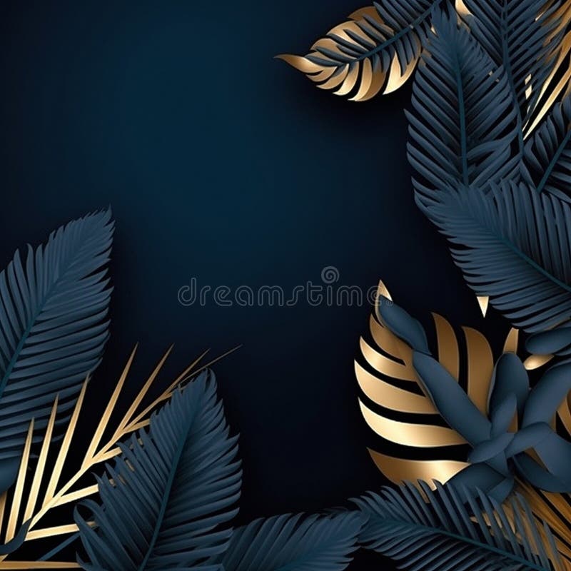 Professional Background with Leaves. Blue and Gold Leaves Stock ...