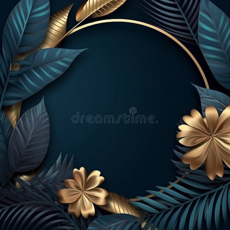 Professional Background with Leaves. Blue and Gold Leaves Stock ...
