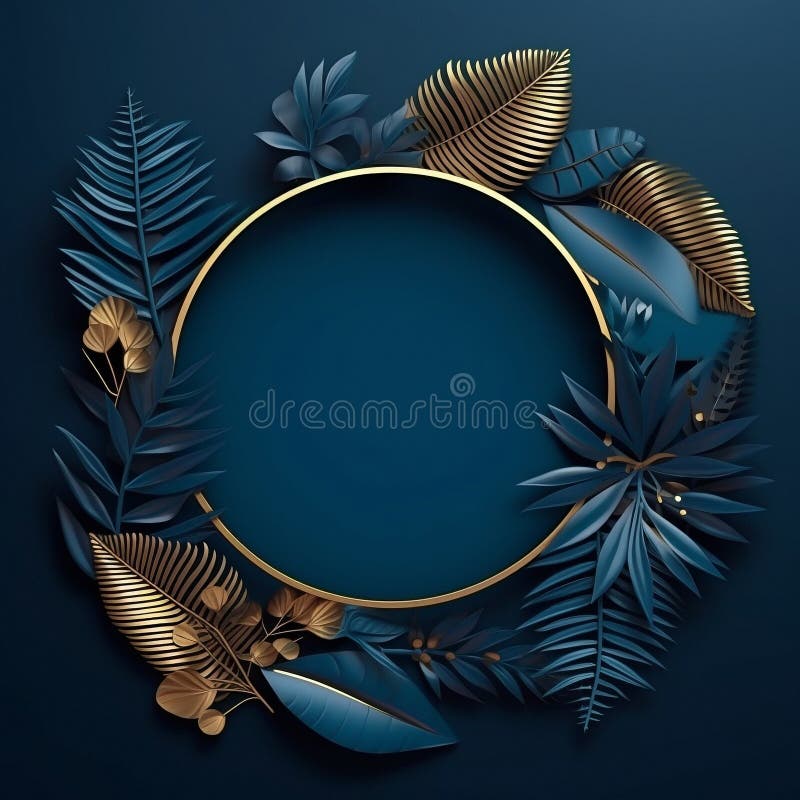 Professional Background with Leaves. Blue and Gold Leaves Stock ...