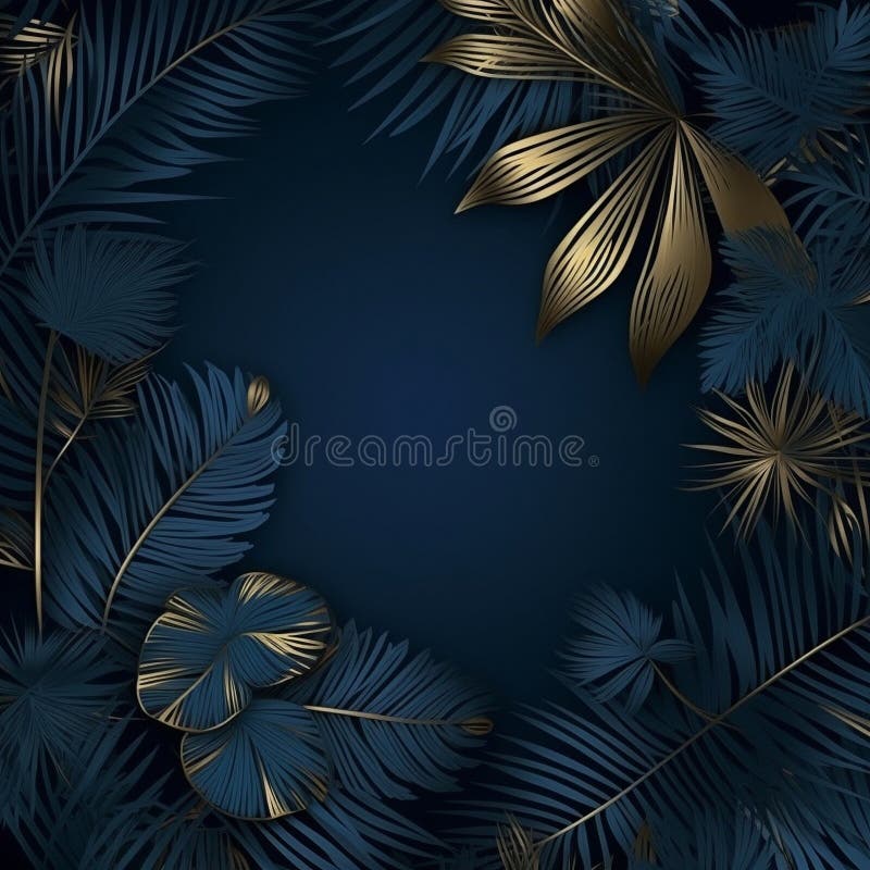 Professional Background with Leaves. Blue and Gold Leaves Stock ...