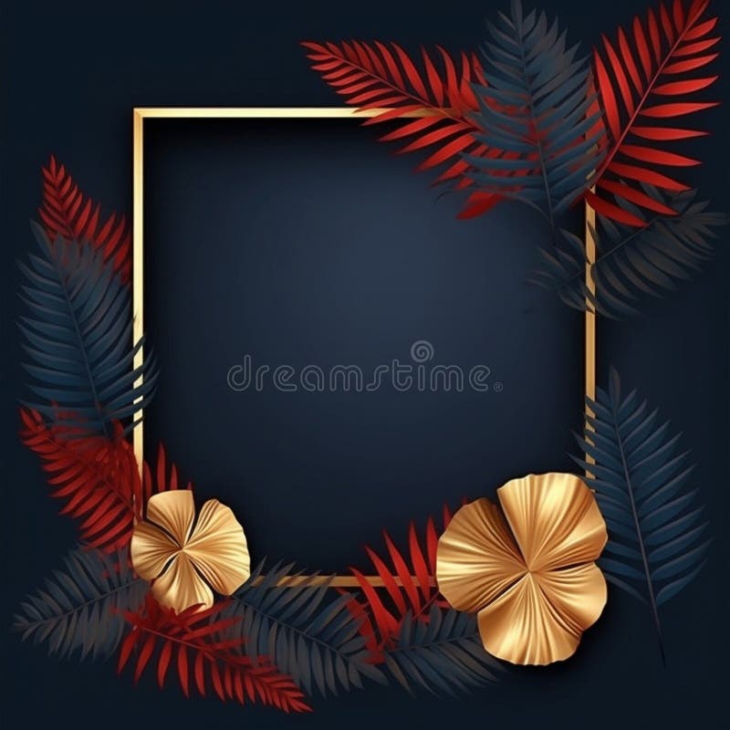 Professional Background with Leaves. Blue and Gold Leaves Stock ...