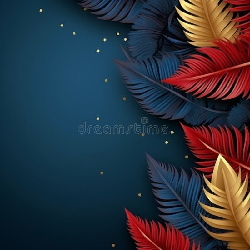 Professional Background with Leaves. Blue and Gold Leaves Stock ...