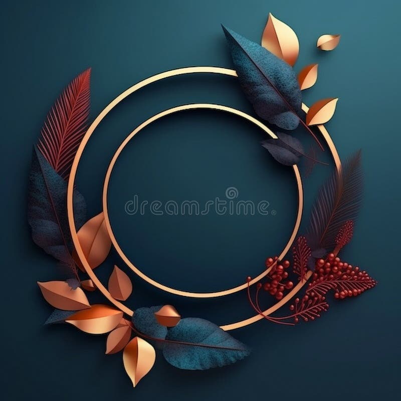 Professional Background with Leaves. Blue and Gold Leaves Stock ...