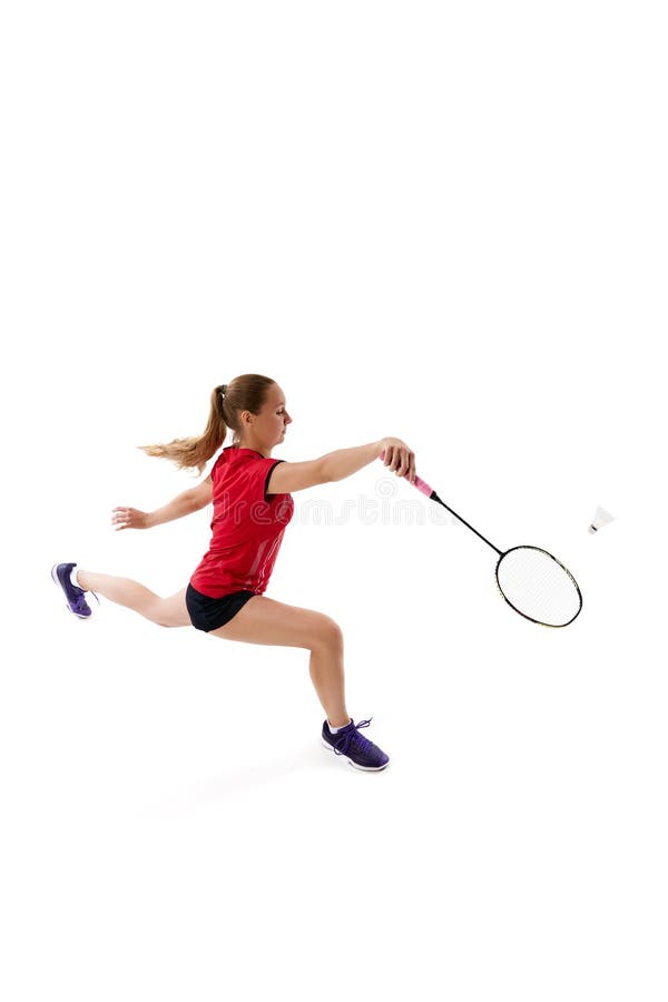 Professional Badminton Player Hitting Shuttlecock, during Training ...