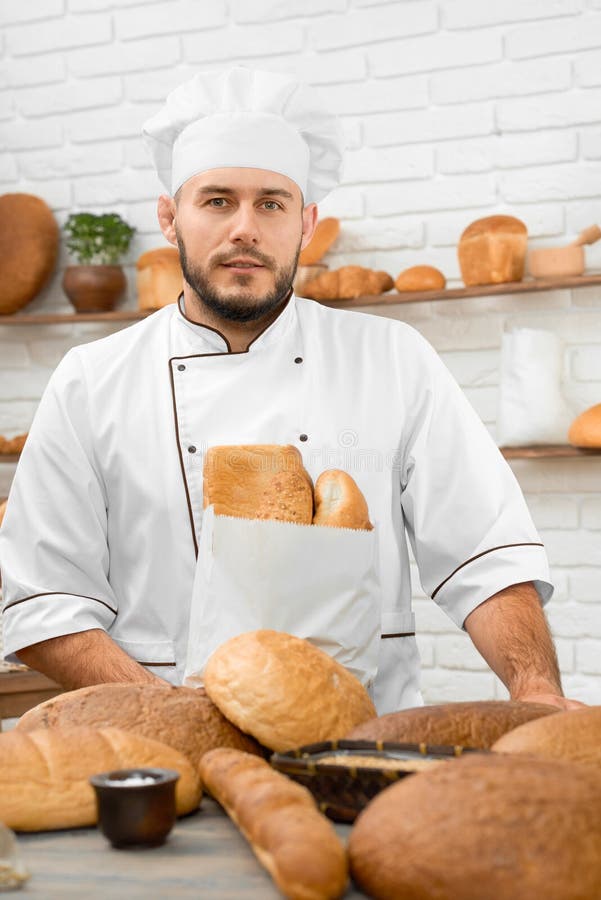 Professional Baker Working at His Kitchen Stock Image - Image of ...