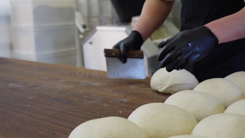 Professional Baker Preparing Bread Mixing, Kneading, and Shaping Dough ...