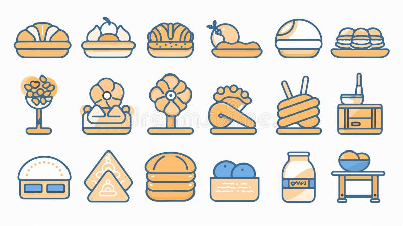 Professional Bakery Outline Icons Vector Illustration for Creative ...