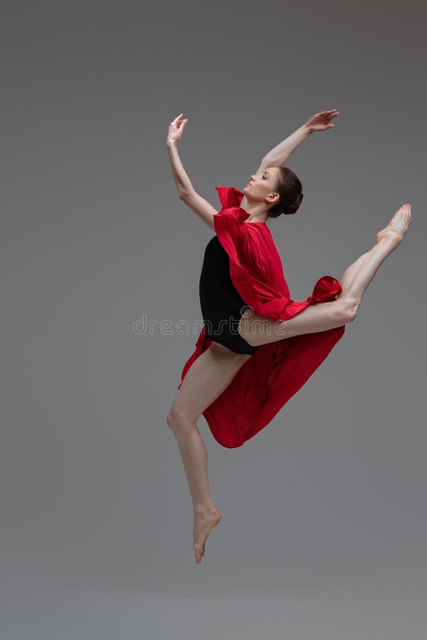 Leaping Ballet Dancers in Mid-air Stock Photo - Image of health, beauty ...