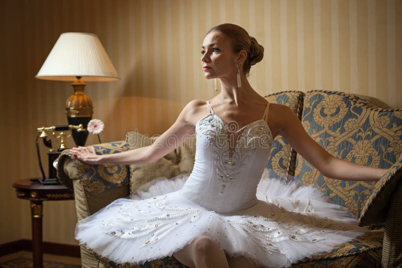 Professional Ballet Dancer Sitting on Sofa Stock Image - Image of ...