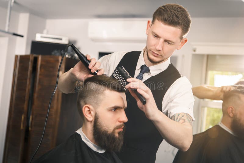 Professional Barber Doing a Haircut Stock Image - Image of care, adult ...
