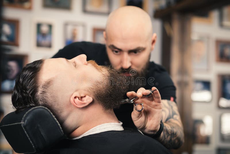 Professional Barber Doing a Haircut Stock Image - Image of barber, hair ...
