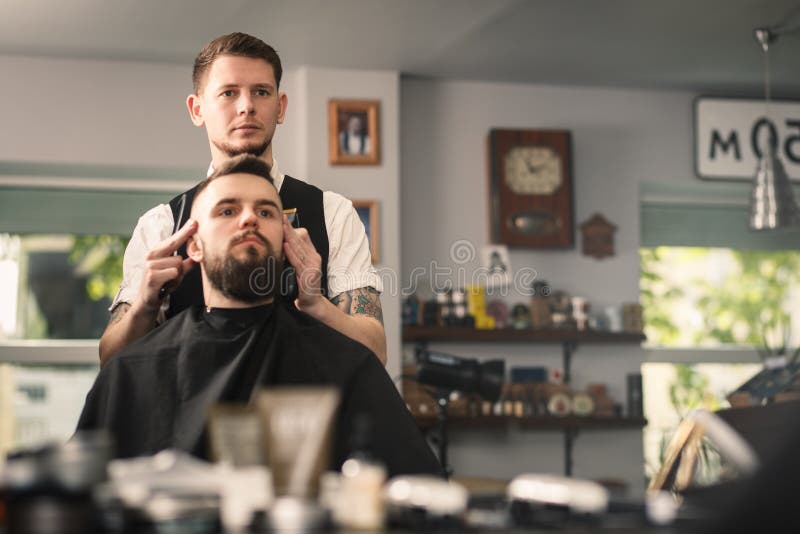 Professional Barber Doing a Haircut Stock Photo - Image of business ...