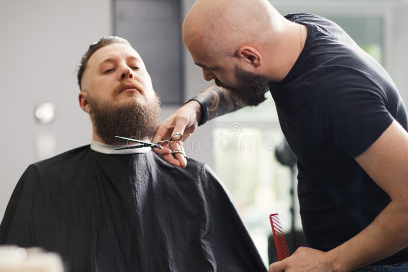 Professional Barber Doing a Haircut Stock Photo - Image of customer ...