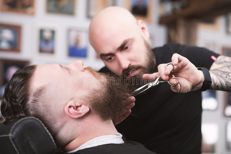 Professional Barber Doing a Haircut Stock Photo - Image of customer ...