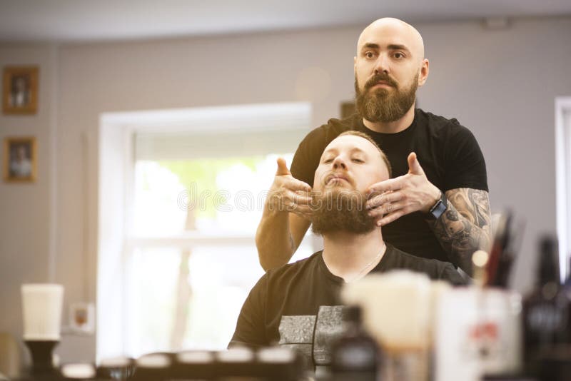 Professional Barber Doing a Haircut Stock Photo - Image of mustache ...