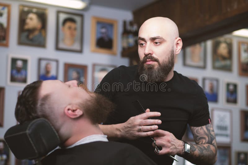 Professional Barber Doing a Haircut Stock Image - Image of light ...