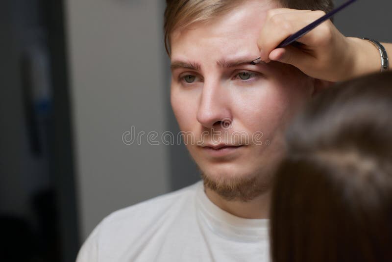 Professional Barber Doing Threading Procedure and Correcting Shape of ...