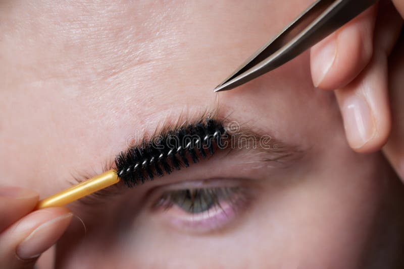 Professional Barber Doing Threading Procedure and Correcting Shape of ...