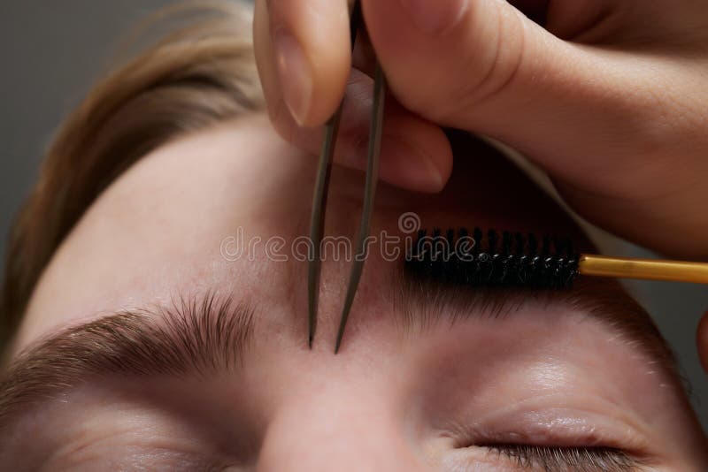 Professional Barber Doing Threading Procedure and Correcting Shape of ...