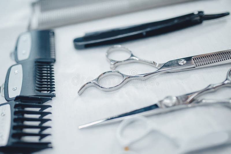 Professional Barber Tools for Barbershop, Work Place Stock Image ...