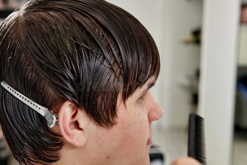 Professional Barber during Work with Man Client Stock Photo - Image of ...