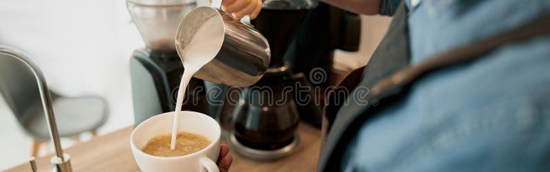 Professional Barista is Making Fresh Takeaway Latte Stock Image - Image ...